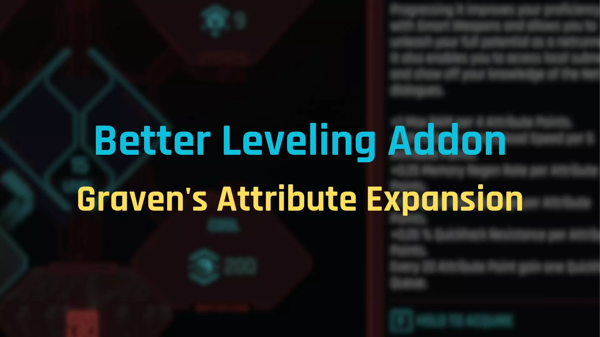 Better Leveling Addon - Graven's Attribute Expansion 日本語化対応 ゲームプレイ - Cyberpunk 2077 Mod データベース ...