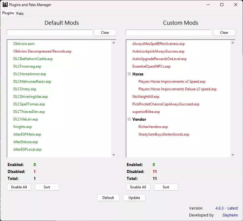 Plugins and Paks Manager ユーティリティ - Oblivion Remastered Mod データベース MOD紹介 ...