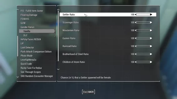 Gender Ratios NPC - Fallout4 Mod データベース MOD紹介・まとめサイト