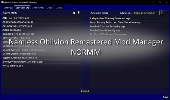 NORMM - Namless Oblivion Remastered Mod Manager - Manage esp. esm. pak ...
