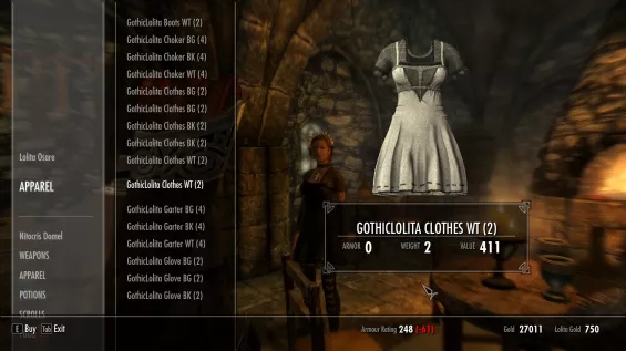 Osare Gothic Lolita Redux 服・ローブ - Skyrim Mod データベース MOD紹介・まとめサイト