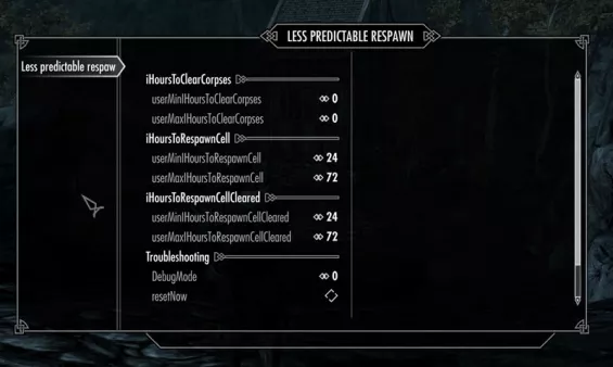 Less predictable respawn ゲームシステム変更 - Skyrim Mod データベース MOD紹介・まとめサイト