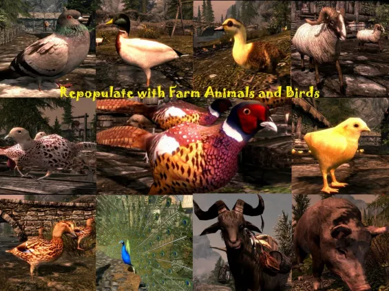 Repopulate Skyrim with Farm Animals and Birds クリーチャー - Skyrim Mod ...
