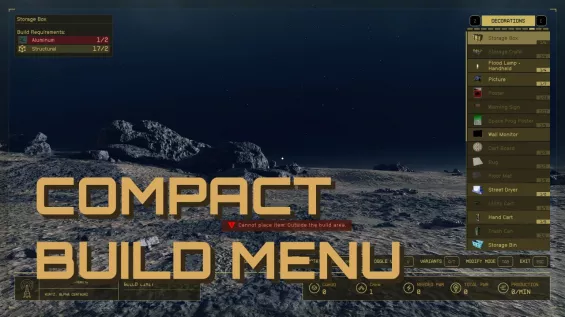 Compact Build Menu UI インターフェイス - Starfield Mod データベース MOD紹介・まとめサイト