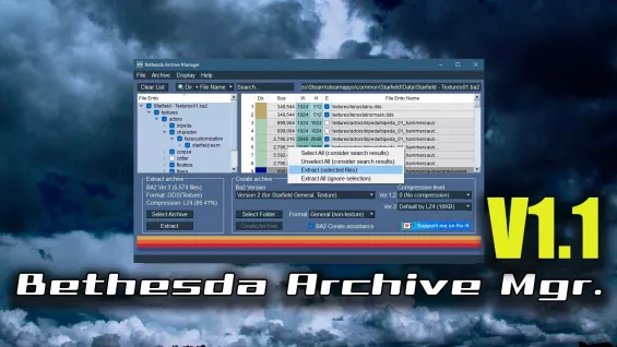 Bethesda Archive Manager - Create and extract BA2 ユーティリティ - Starfield ...